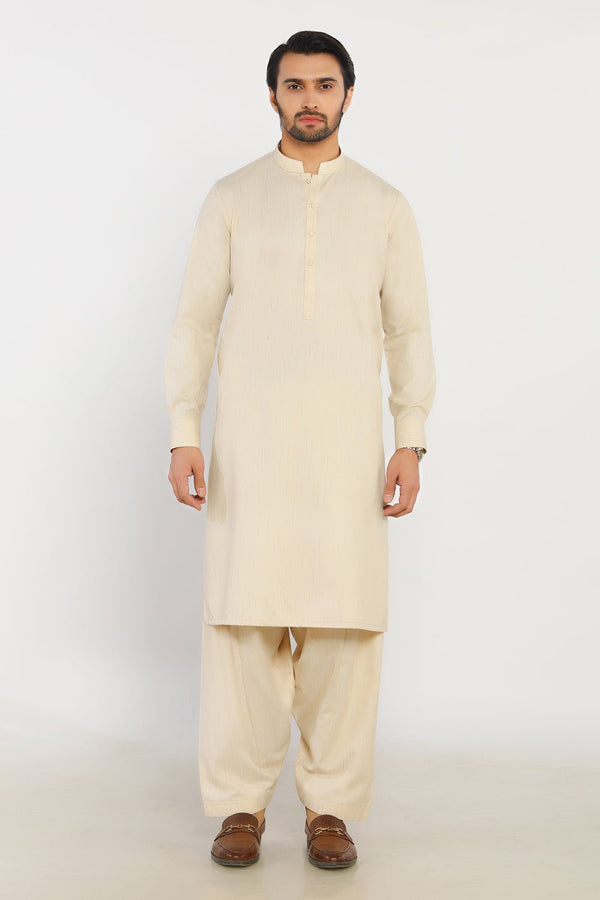 Cotton Denim Light Fawn Unstitched Suit For Men - Prime Point Store